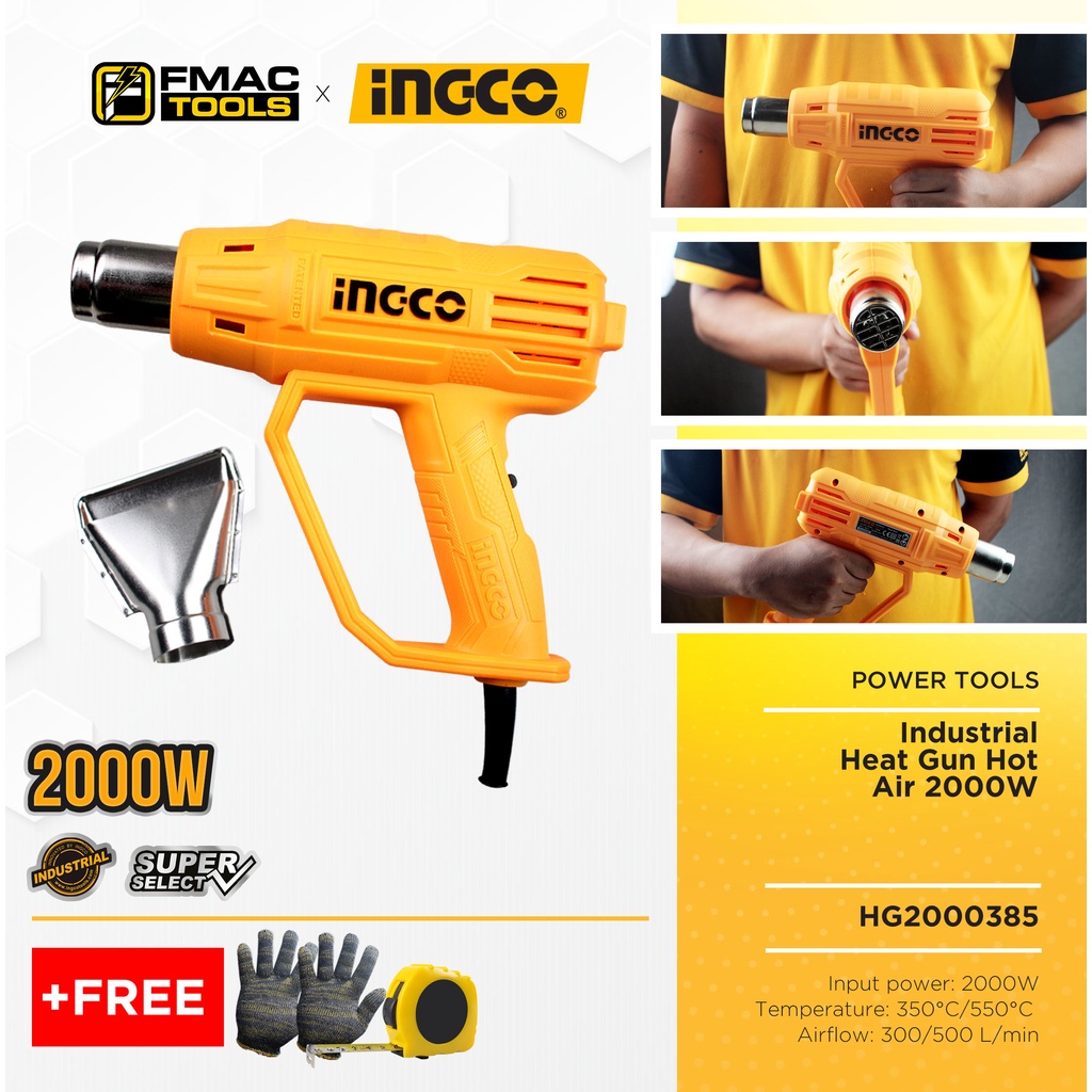 INGCO SUPER SELECT Heat Gun Hot Air 2000W HG2000385 + FREEBIES FMAC ...