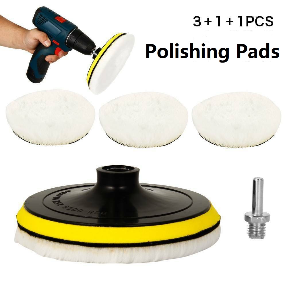 5Pcs 3/4/5/6/7 Inch Car Polish Pad Circle Soft Wool Waxing Buffing Pad ...