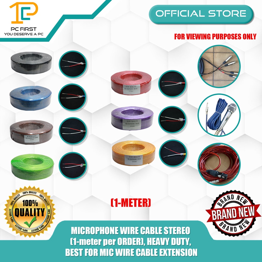 MICROPHONE WIRE CABLE STEREO (1-meter per ORDER), HEAVY DUTY, BEST FOR ...