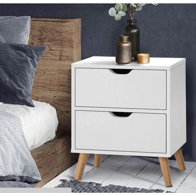Bedroom Furniture Modern Nightstand 2 Drawer Bedside Table Night Table ...