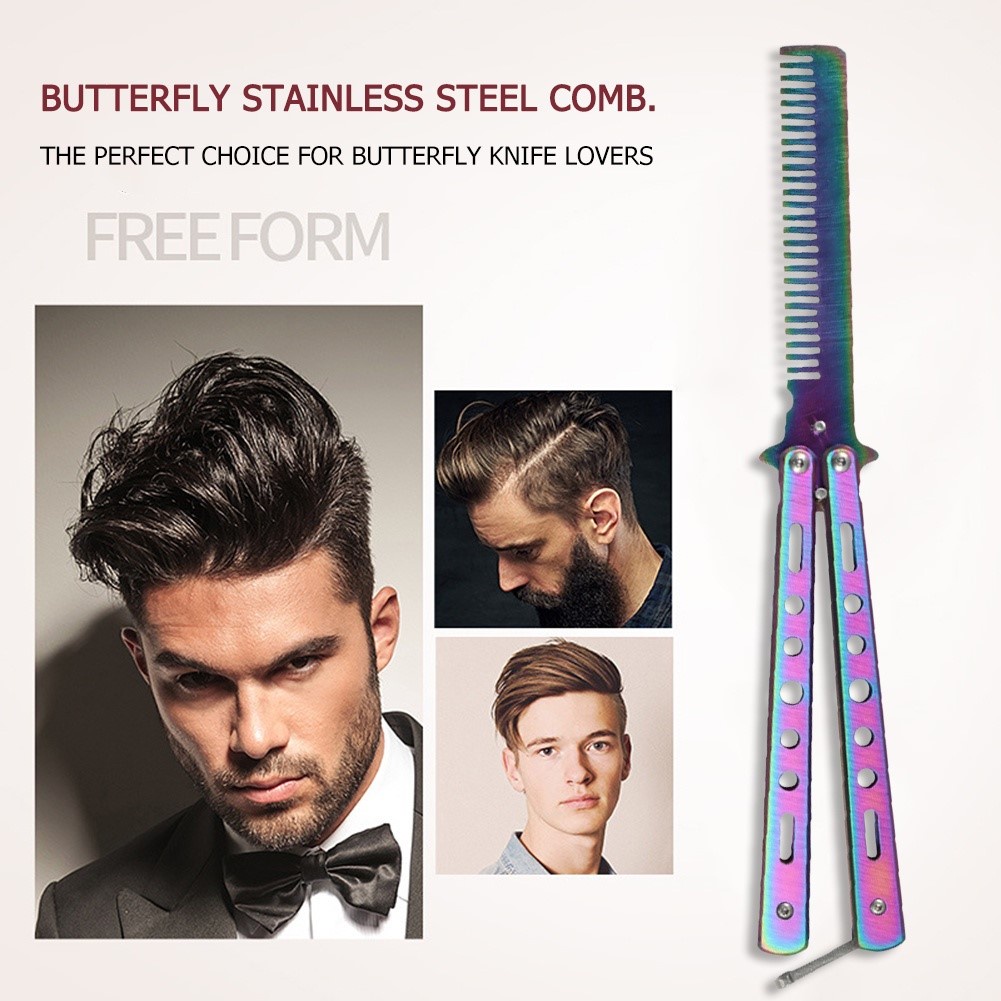 Black Stainless Steel Butterfly Folding Comb for Safe Practice | Shopee ...