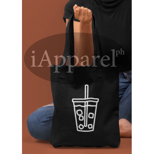 Iced Coffee Tote Bag Canvass - Off White / Black | Shopee Philippines
