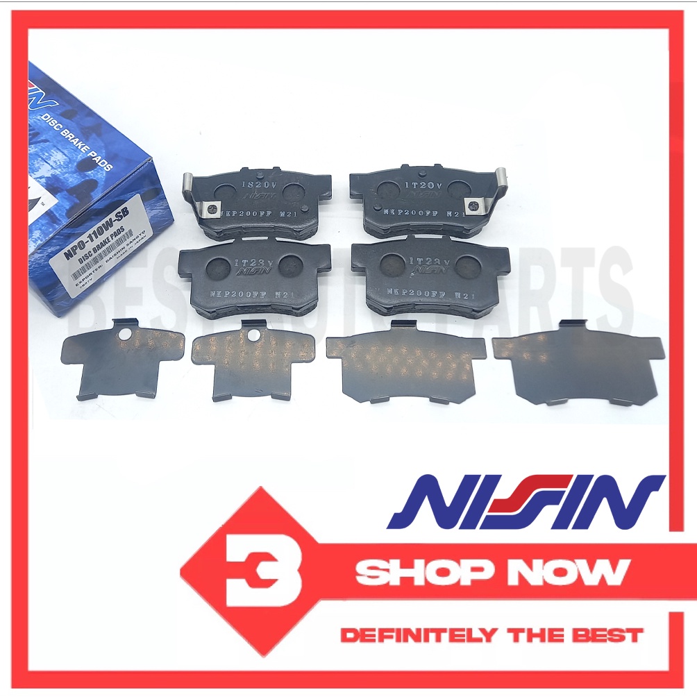 NISSIN Brake Pads w/ Shim Kit (Rear) for Honda Civic Dimension, Civic FD and Civic FB - 110W-SB ...