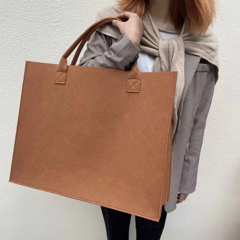 Korean thickened felt tote bag shoulder bag fashion large women's bag Casual Commuter shopping ...