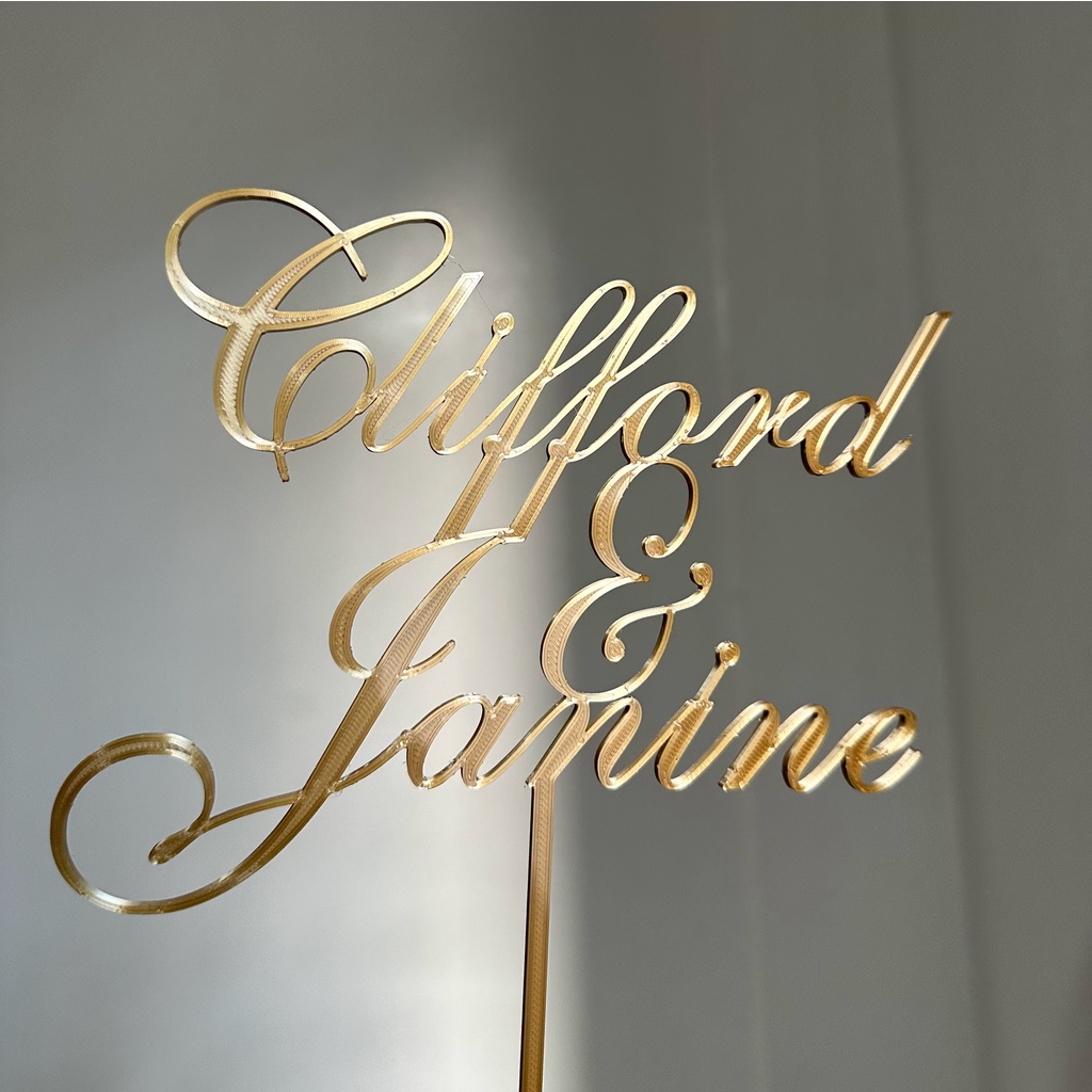 Wedding Cake Topper Minimalist Aesthetic Custom Cake Topper (Thick ...