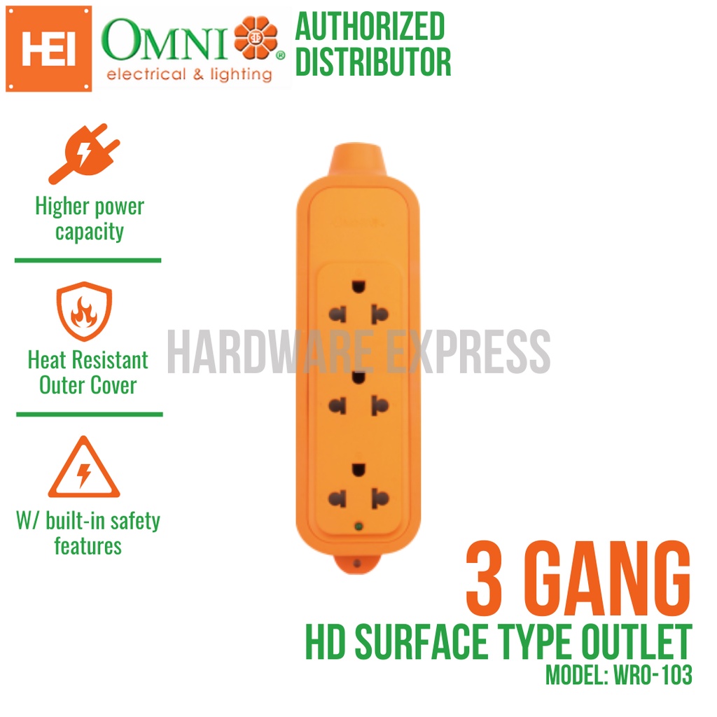 OMNI Heavy Duty Surface Type Extension Outlet (15A max) 2 / 3 / 4 Gang ...