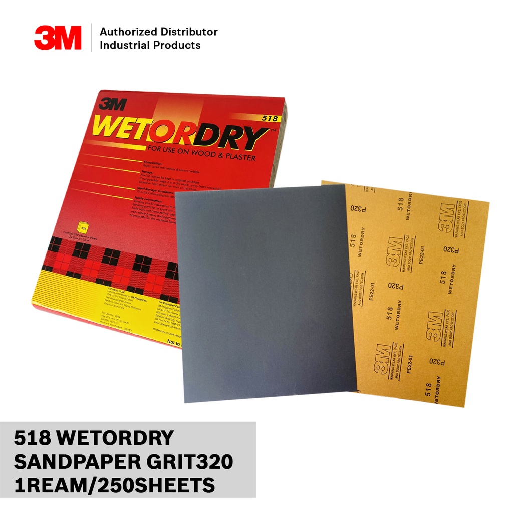 3M 518 WETORDRY SANDPAPER 1REAM/250SHEETS | Shopee Philippines