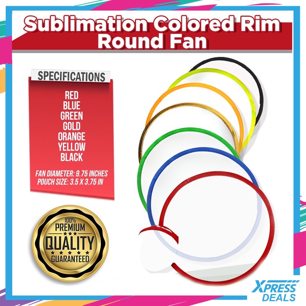 [100pcs] Quaff Blank Printable Foldable Round Fan With Rim Color | XPD ...