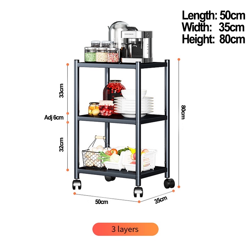 Maxcook Kitchen Rack Metal Organizer Shelves With Wheels 5 Tiers Black ...