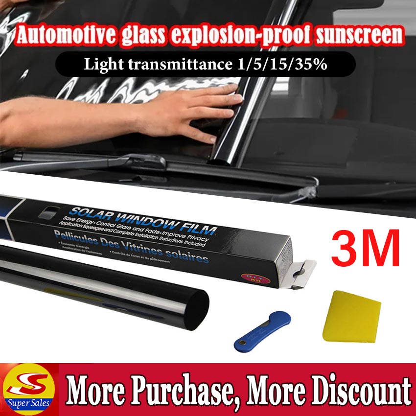 【SuperSales】0.5*3m Window Tint Tinting Film Roll Side 1%-35% Solar UV ...