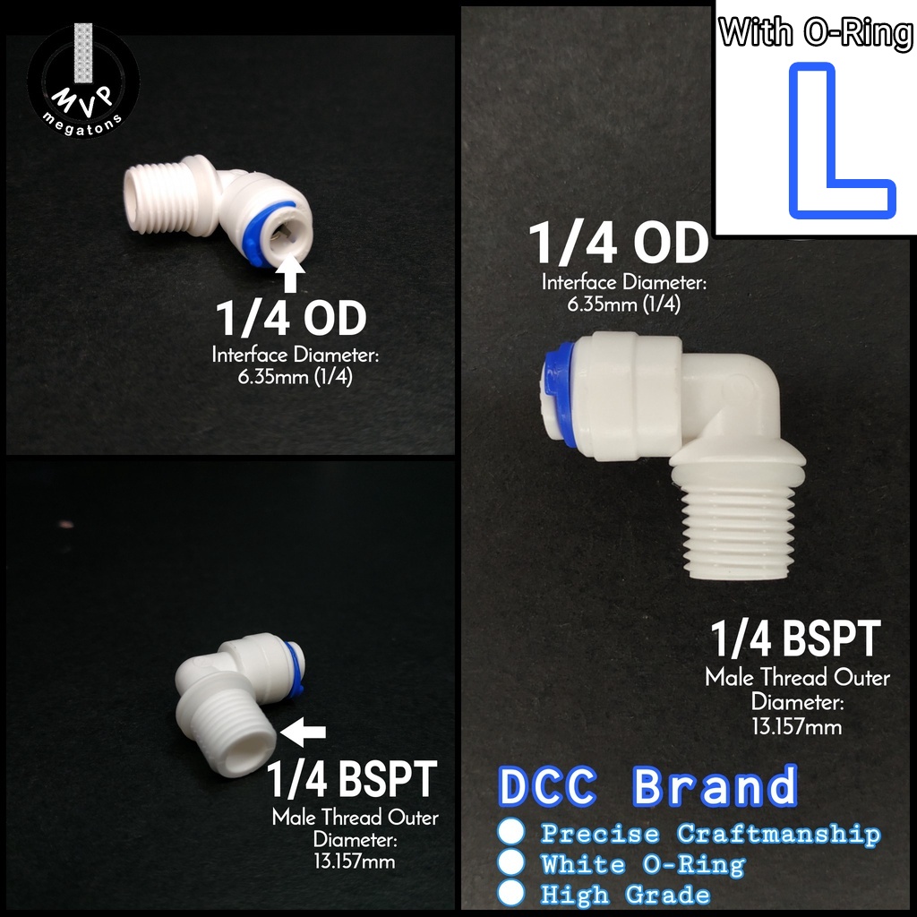 RO Fittings Elbow Male Adapter BSPT Quick Connect 1/4OD 3/8OD Reverse ...