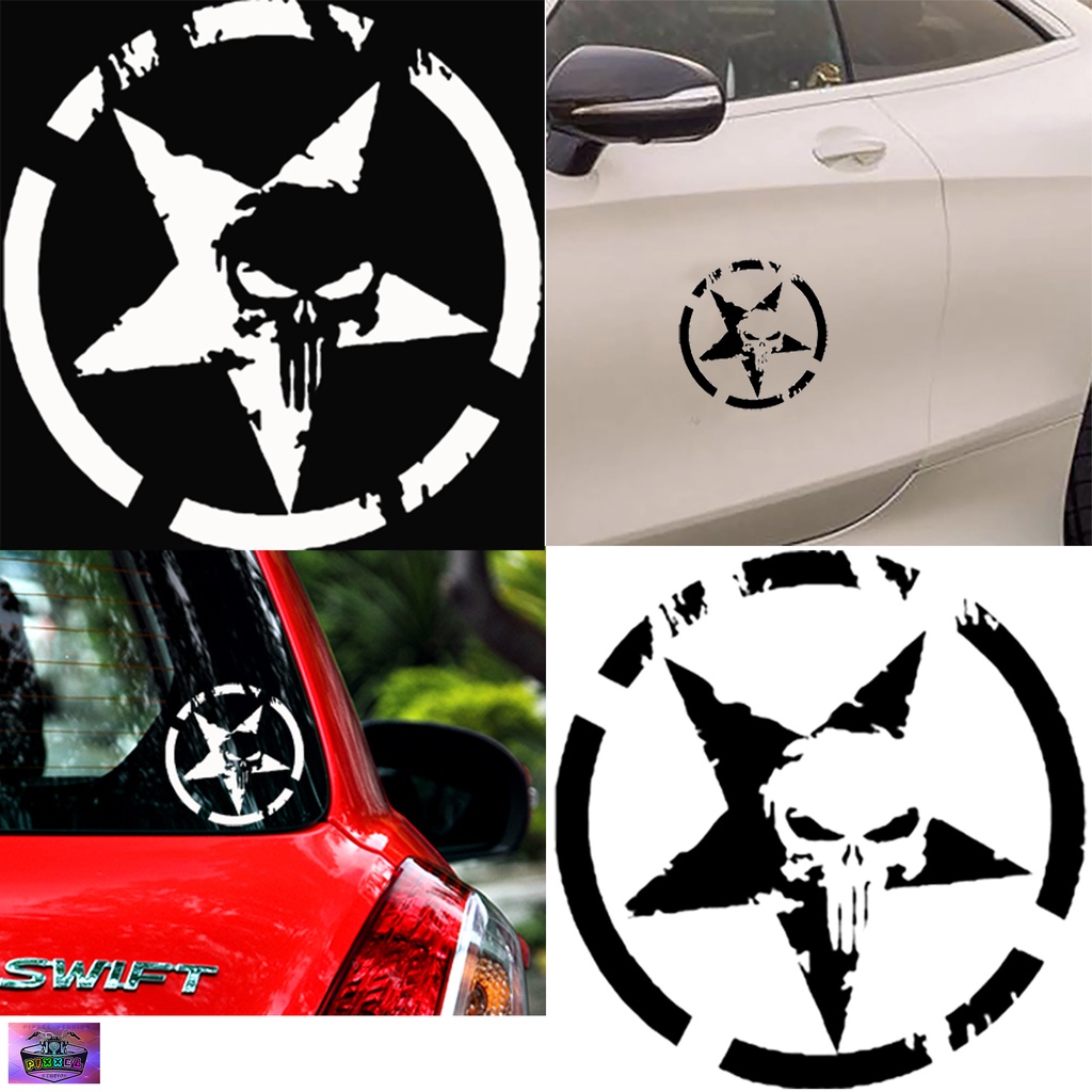 The Punisher Skull Pentagram Car Window Body Motorcycle Cut-out Sticker ...