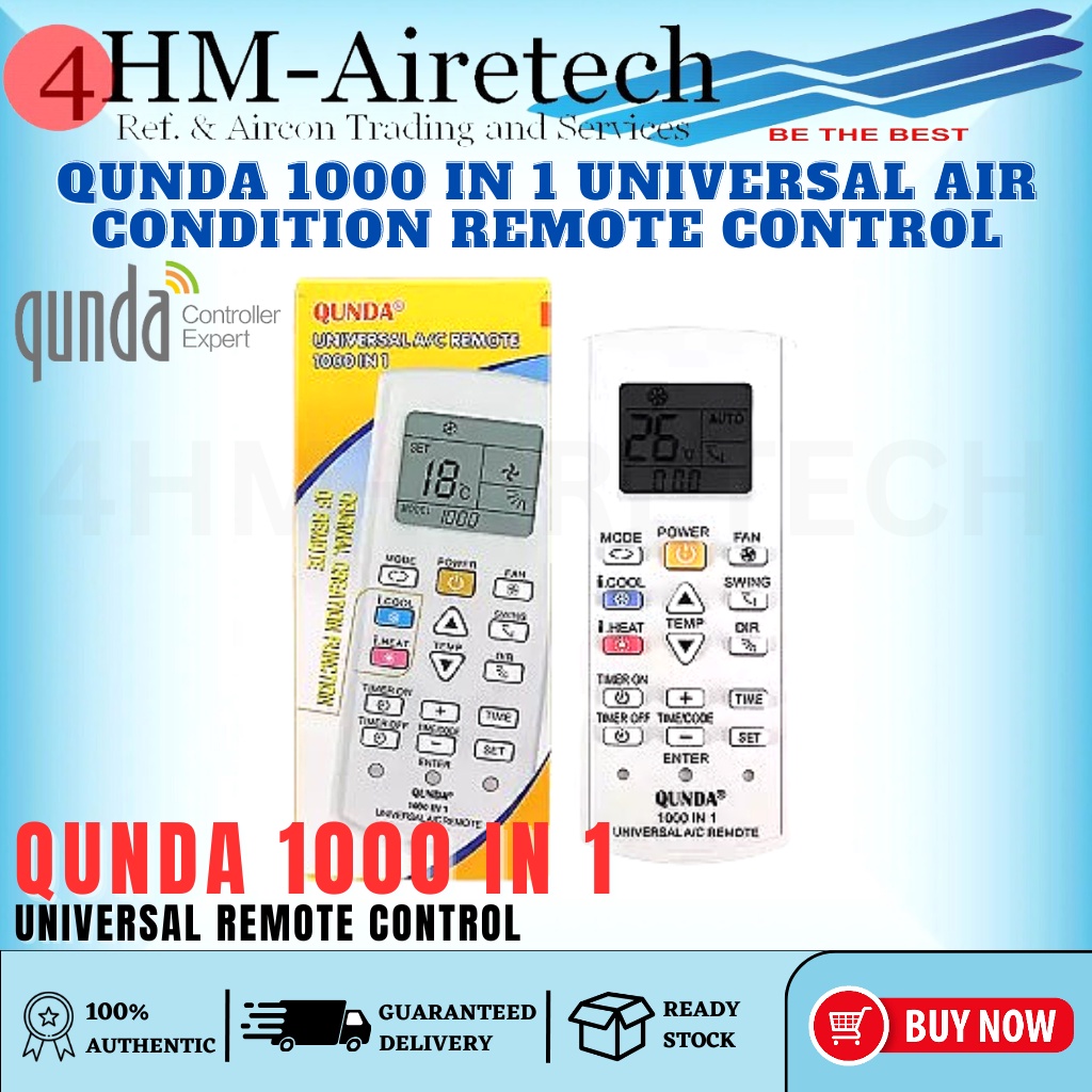 4HM QUNDA 1000 IN 1 universal Air Condition Remote Control | Shopee ...