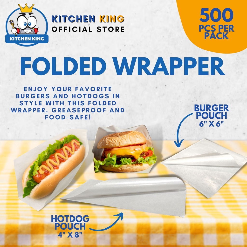 Folded Hamburger Wrapper / Hotdog Wrapper 500pcs/pack Plain White Pouch ...