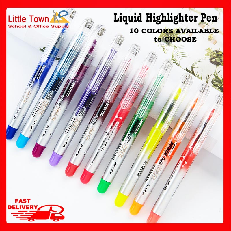 Snowhite Flourescent liquid ink highlighter 10 multi-color highlighter ...