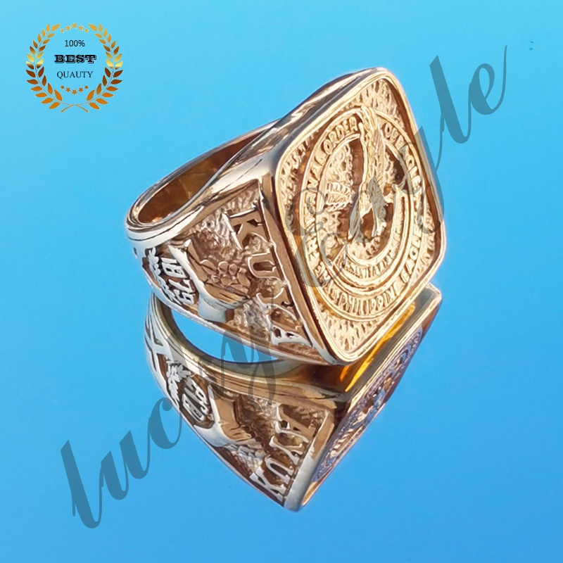 Lucky Eagle Men's 18k Pure Gold KUYA Brotherhood Ring With Free Gift ...