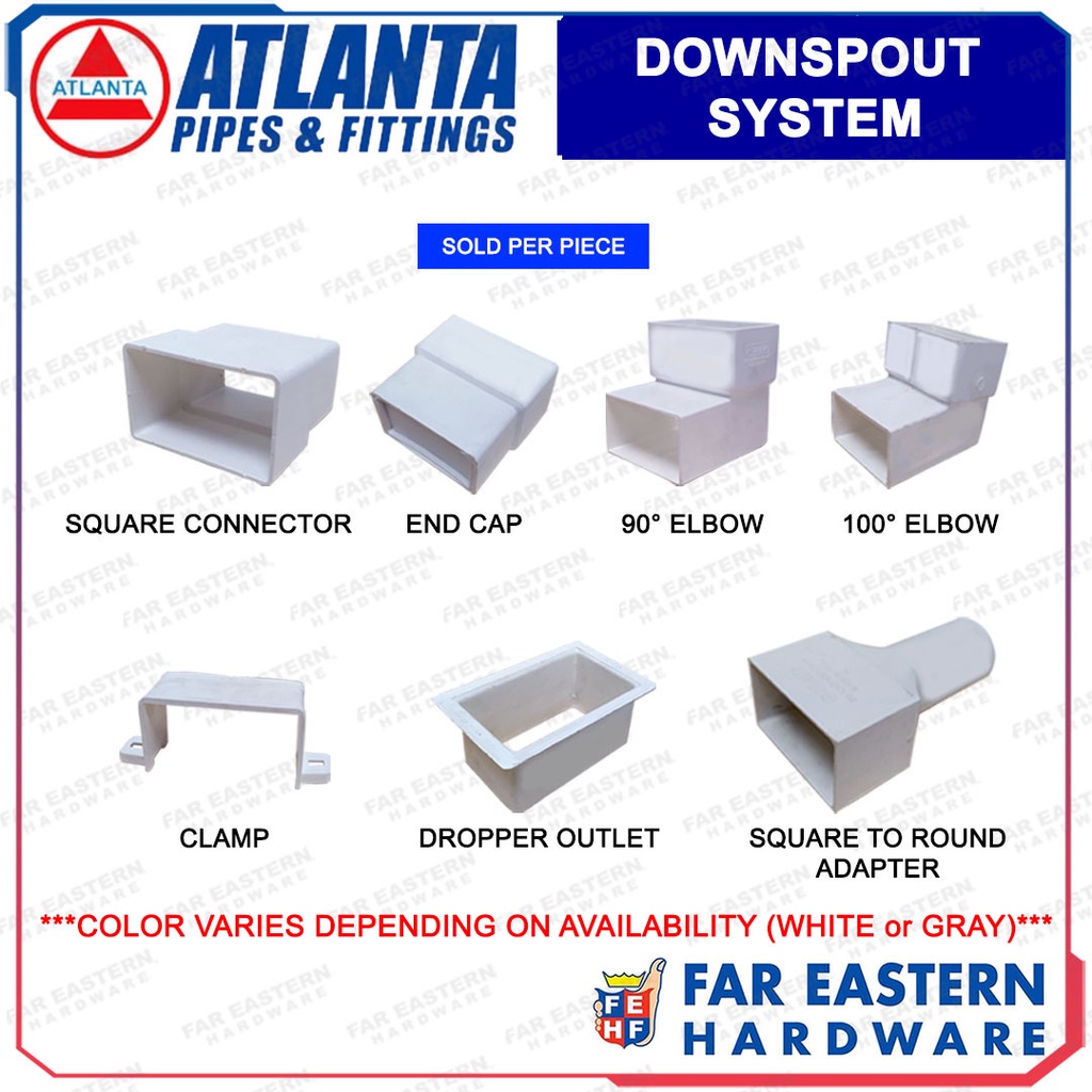 ATLANTA DURACON Rain Water Downspout | Gutter System Connector PVC Fittings | Shopee Philippines