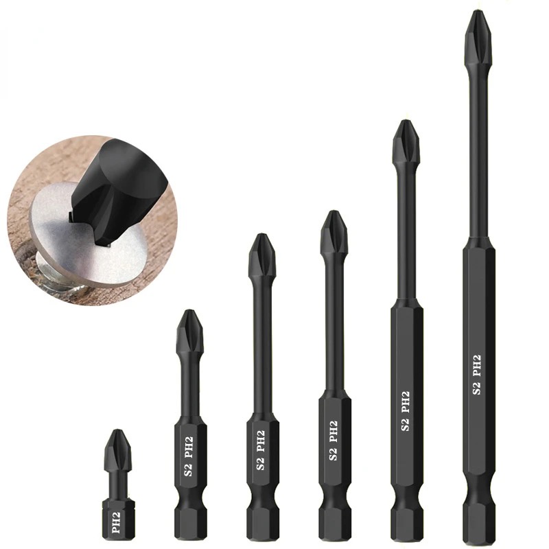 S2 PH2 Magnetic Batch Head Cross Hardness Hand Drill Bit Impact Screw Electric Screwdriver Set ...
