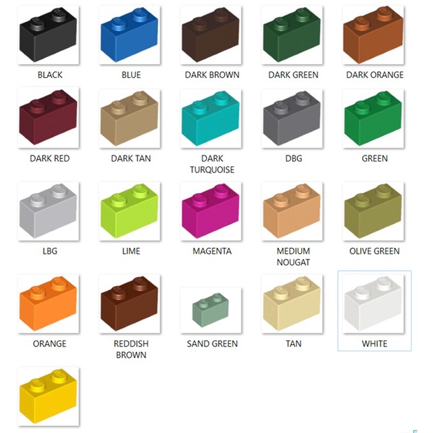 LEGO Part: Brick 1x2 (5 pieces per pack) | Shopee Philippines