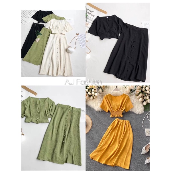 Korean plain new Terno top w/ Skirt 4Colors #23004 | Shopee Philippines