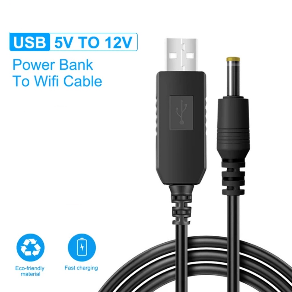 WiFi to Powerbank Cable Connector DC 5V to 12V USB Step-up Cord Boost ...