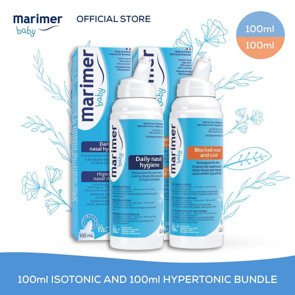 Marimer Baby Isotonic (1x) and Hypertonic (1x) Seawater Nasal Spray ...