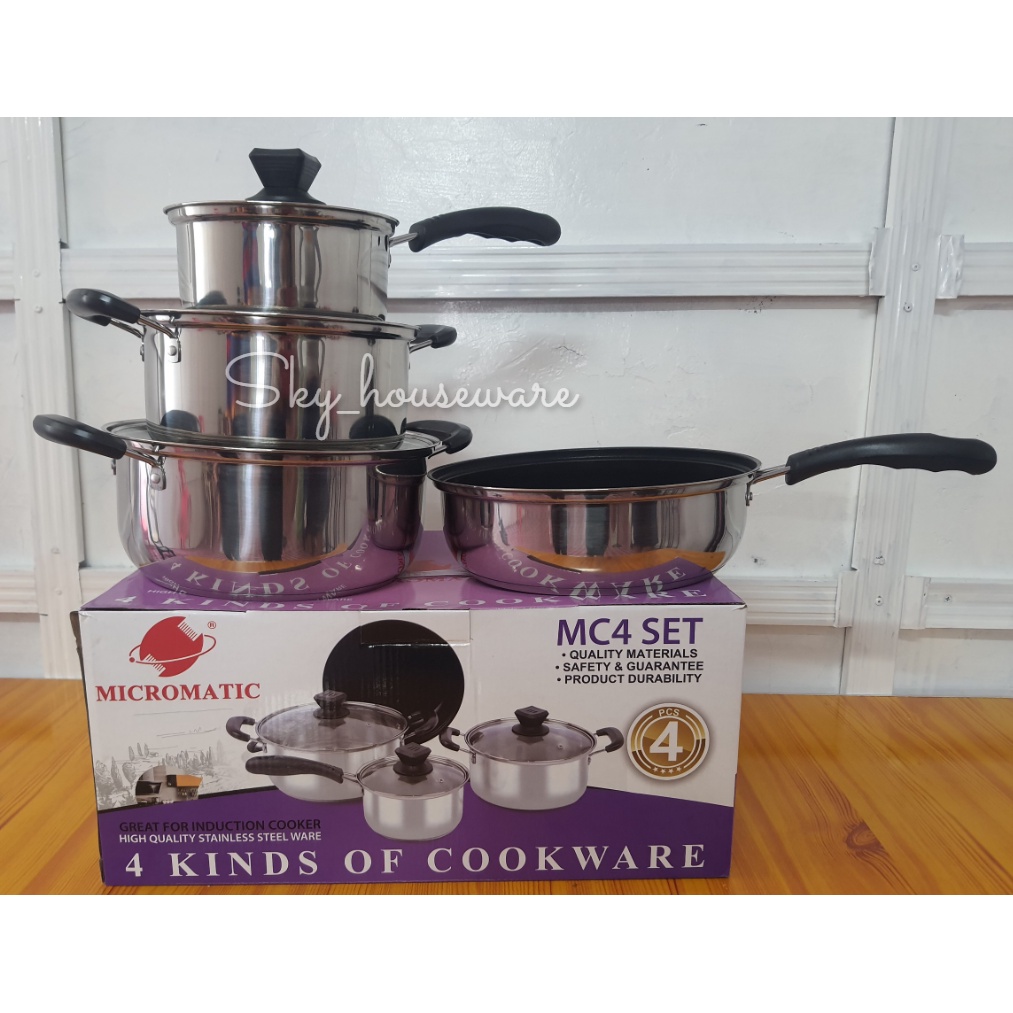 Micromatic Stainless Steel Cookware MC4 SET | Shopee Philippines