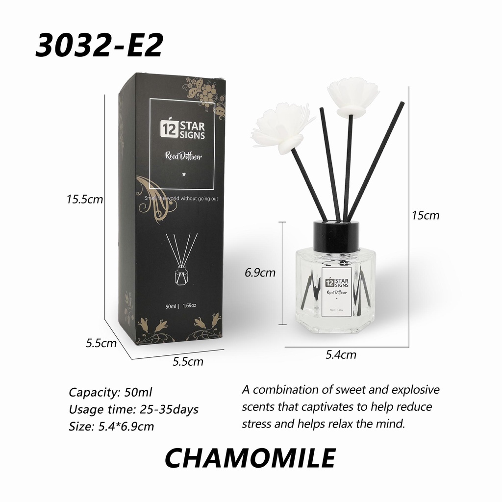 12StarSigns Perfume Reed Diffuser Oil Based Home Fragrance Bathroom Air Freshener Luxury Hotel ...
