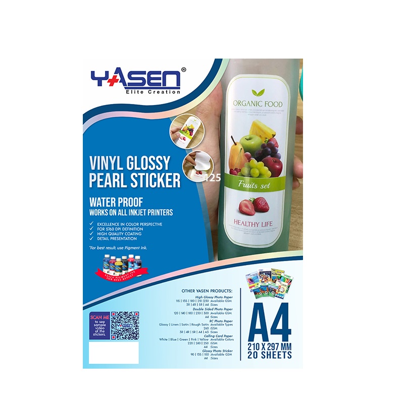 Yasen Vinyl Sticker A4 Size (Glossy | Matte | Transparent | Gold) 20 ...