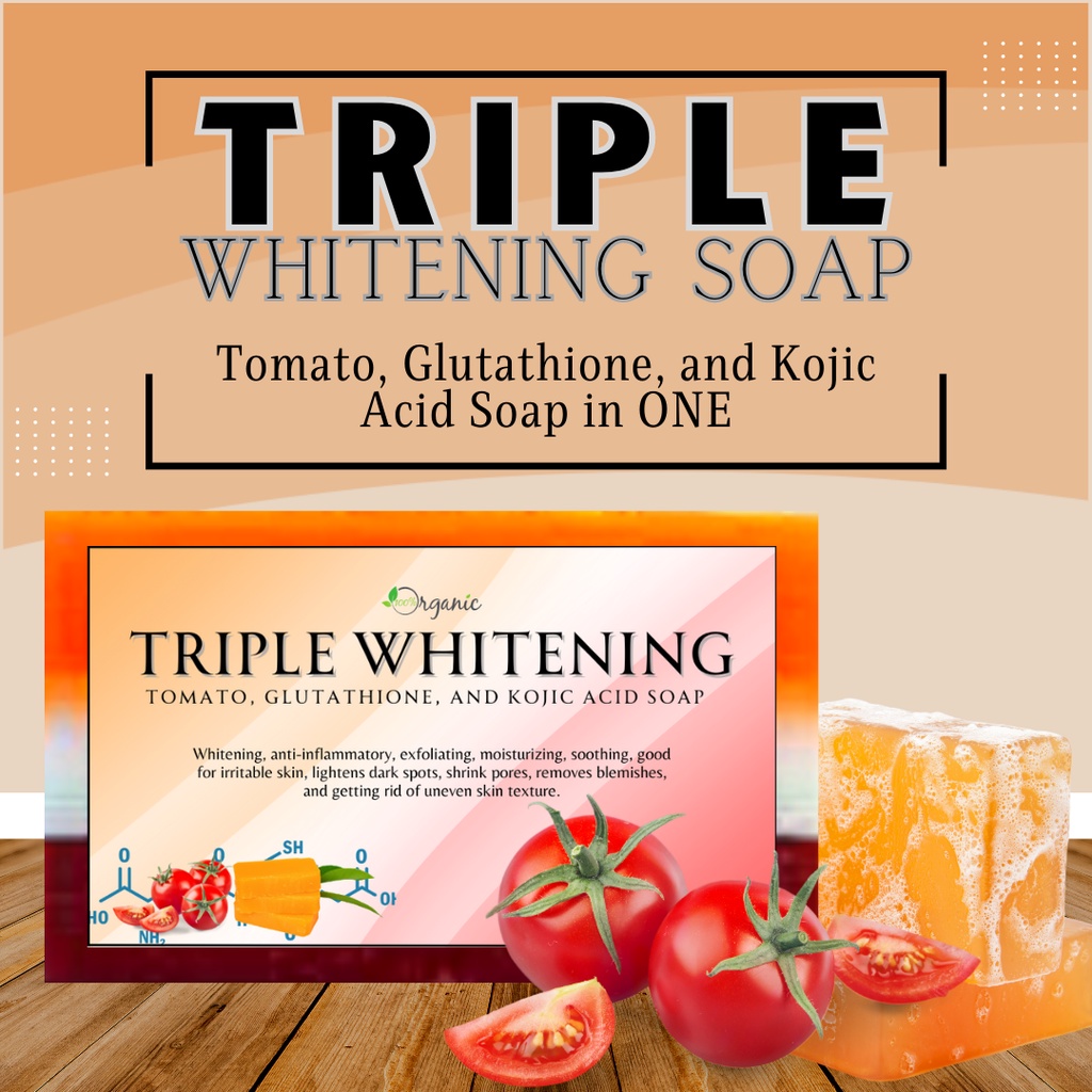 Triple Whitening Soap Kojic Acid, Glutathione, and Tomato Soap 135g ...