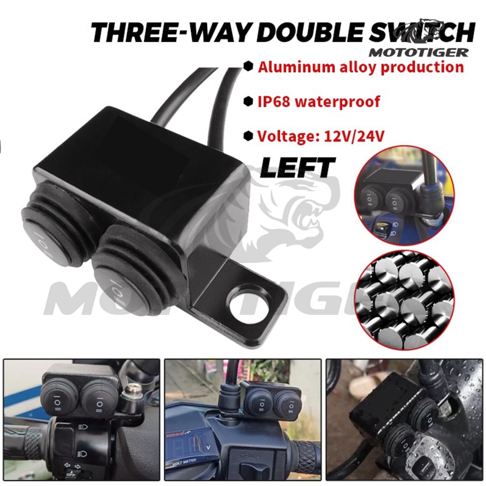 Motorcycle Dual 3 Way Switch Version 2 Mini Driving Switch Mirror Mount ...