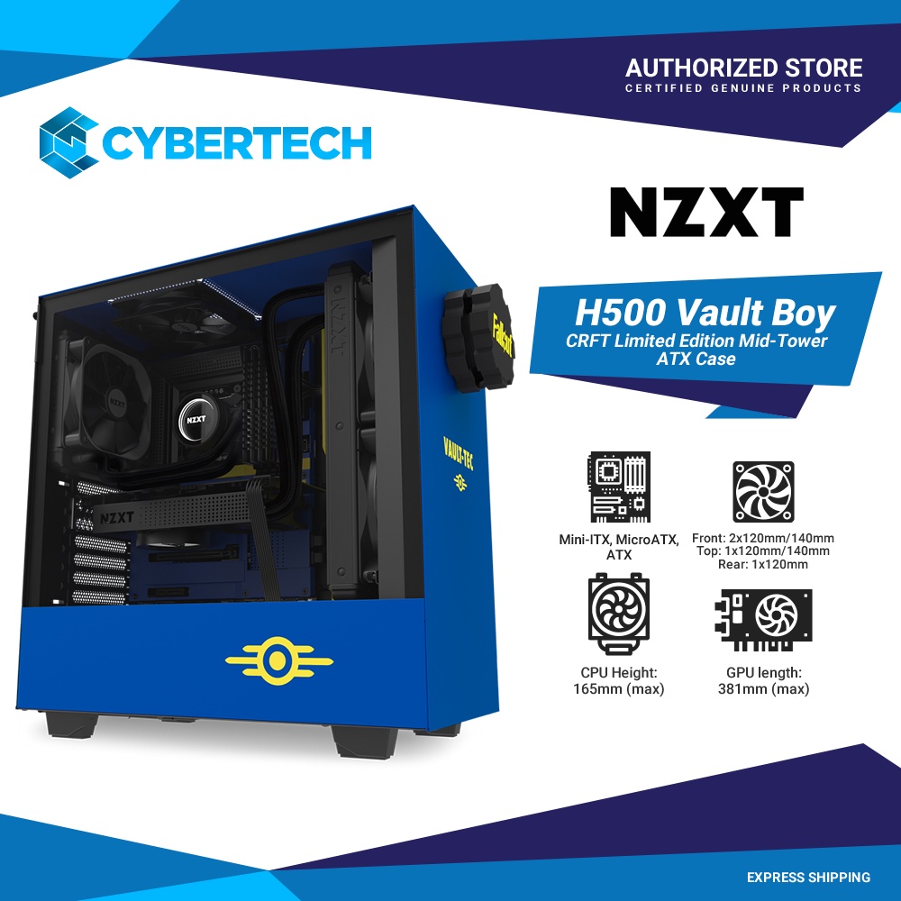 NZXT H500 Vault Boy CRFT Limited Edition ATX Case CA-H500B-VB | Shopee ...