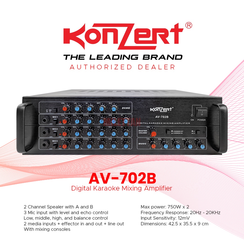 Original Konzert AV-702B Digital Karaoke Mixing Amplifier [750W x 2][3 ...
