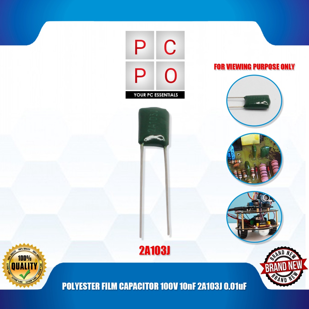POLYESTER FILM CAPACITOR 100V 10nF 2A103J 0.01uF | Shopee Philippines