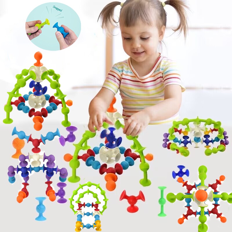 Soft Building Blocks DIY Squigz Silicon Toys For Baby Silicone Blocks ...