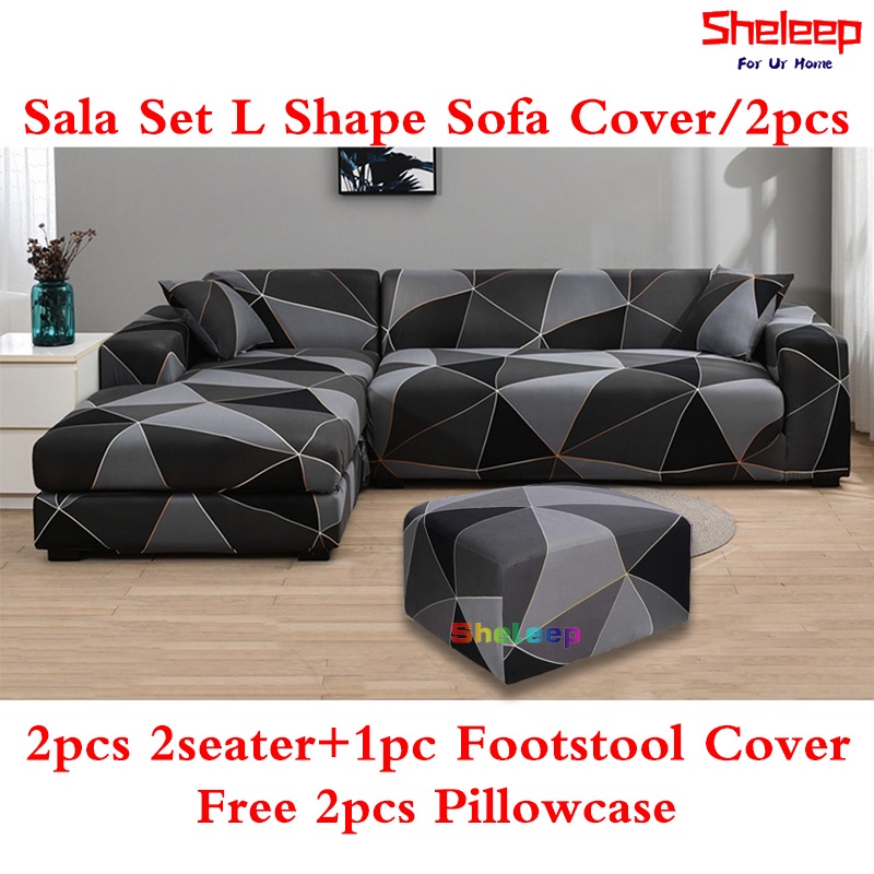 Sheleep L Shape Sofa Cover Set of 3pcs Sala Set Sofa Cover with ...