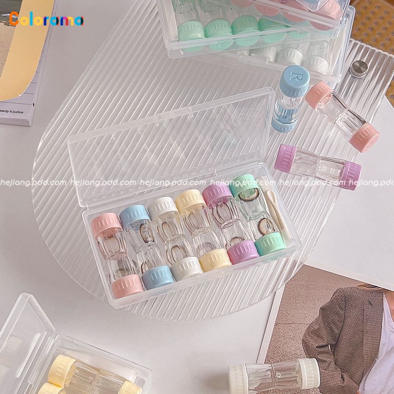 6 pairs contact lens case, double head multiple pairs, transparent ...