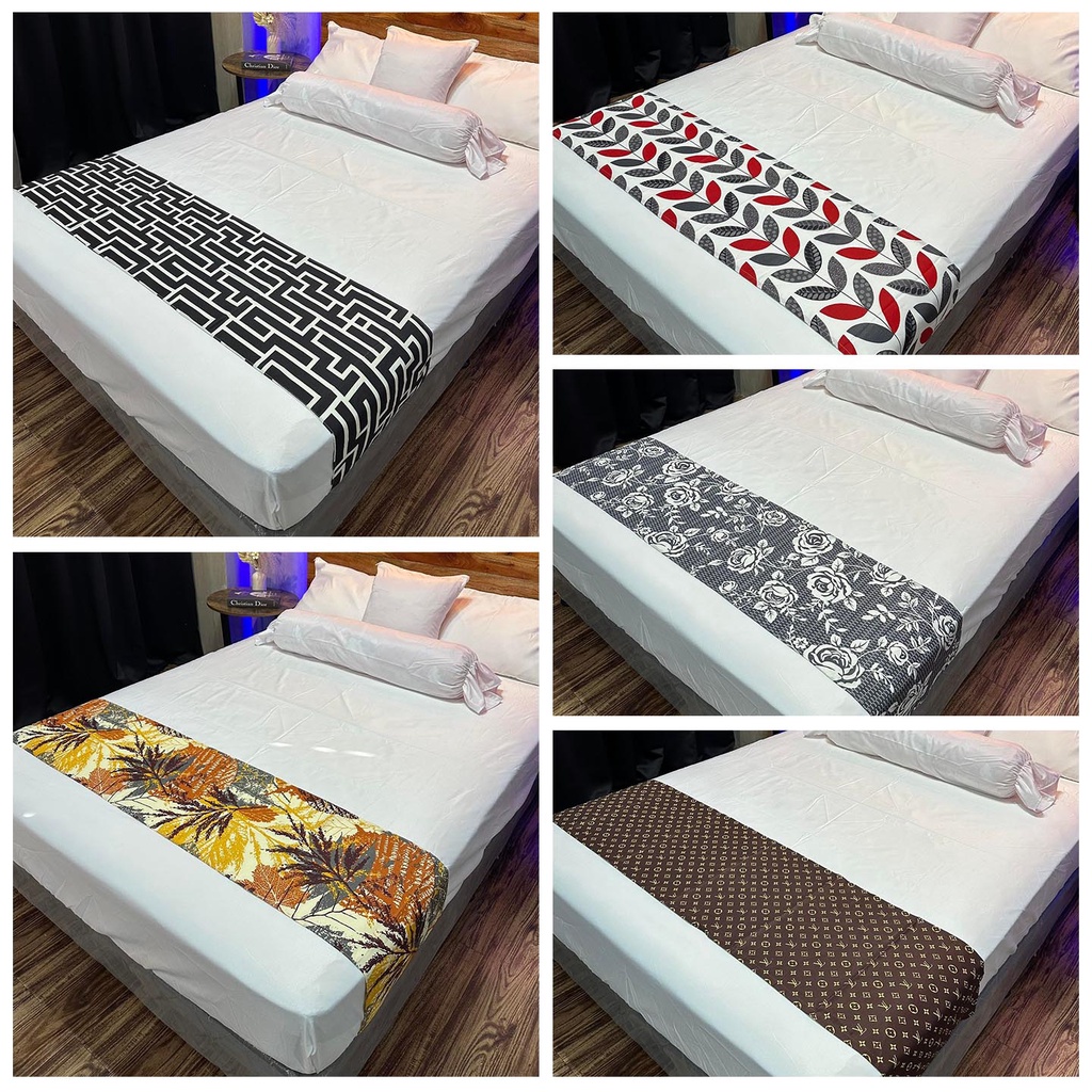 Bed Runner - Printed and Plain Design - 80 x 14.5 Inches | Shopee ...