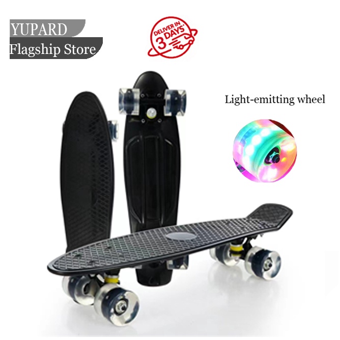 YUPARD Skateboard 22 Inch Mini Cruiser Retro With Colorful Led Light Up ...
