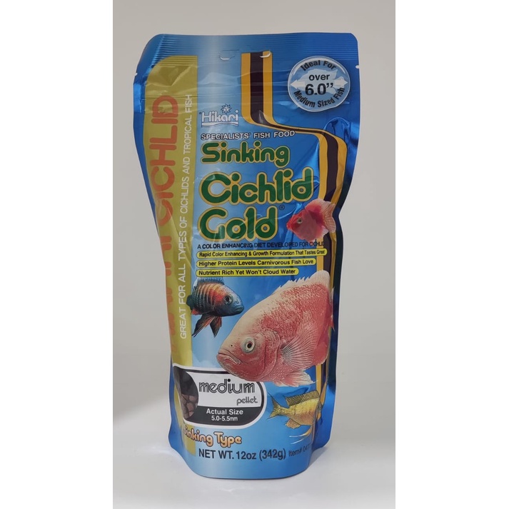 Hikari Tropical Sinking Cichlid Gold 12oz (342 g) Medium Pellet Fish ...