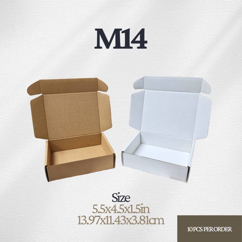 M14 5.5x4.5x1.5inches/Mailer Box/Brown&White/10pcs per pack | Shopee ...