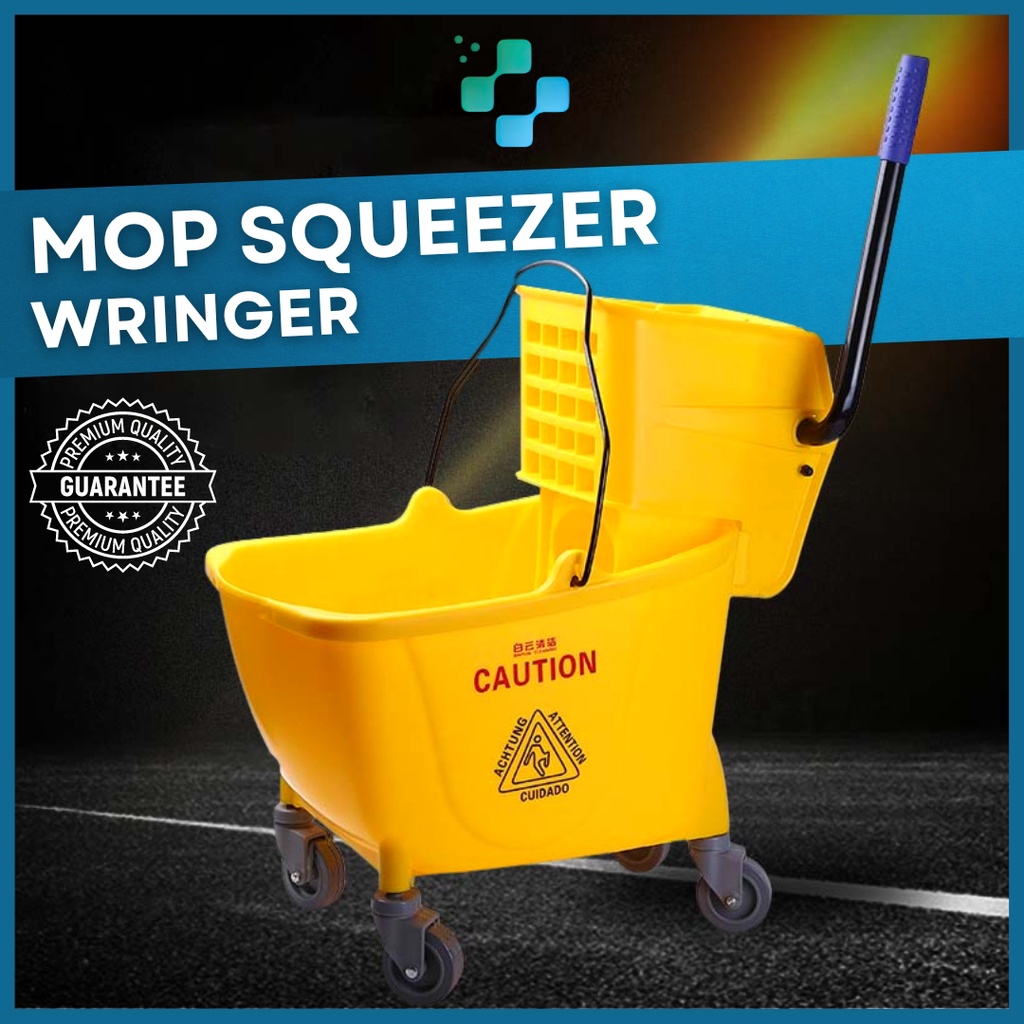 Medsafe Commercial Mop Squeezer Bucket 32L with Side-Press Wringer ...