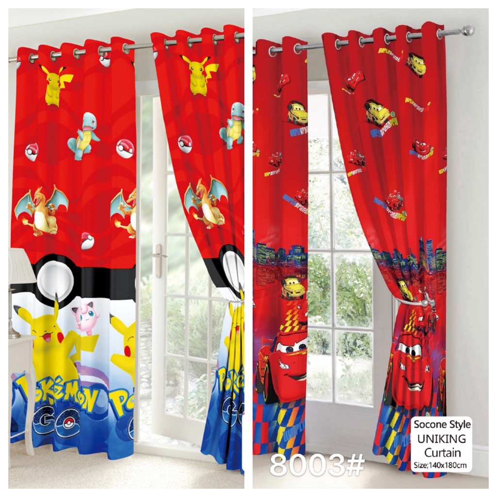 Curtains for windows on sale Anime character curtains Pikachu and Cars ...