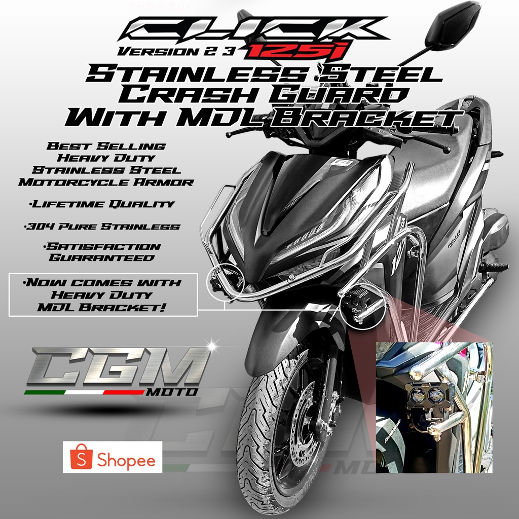 ⭐️Honda Click V2/V3/V4 125i/150i Full Armor Crash Guard w/MDL Bracket ...