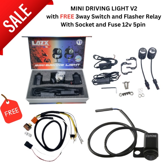 MINI DRIVING LIGHT V2 with FREE 3way Switch and Flasher Relay With ...