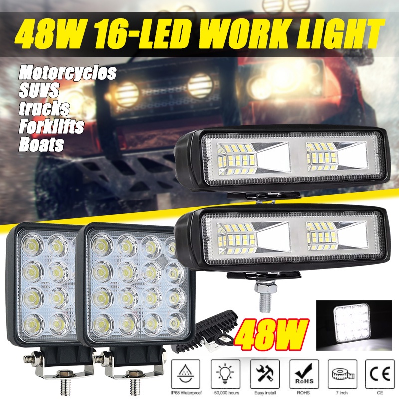 LED Square Work Light 12V 24V 48w Off-Road Flood Light for Car Truck ...