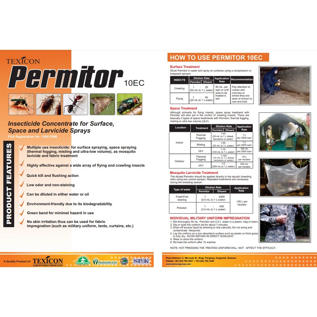 PERMITOR 10 EC PERMETHRIN (GENERAL PEST CONTROL, FOGGING, MISTING ...
