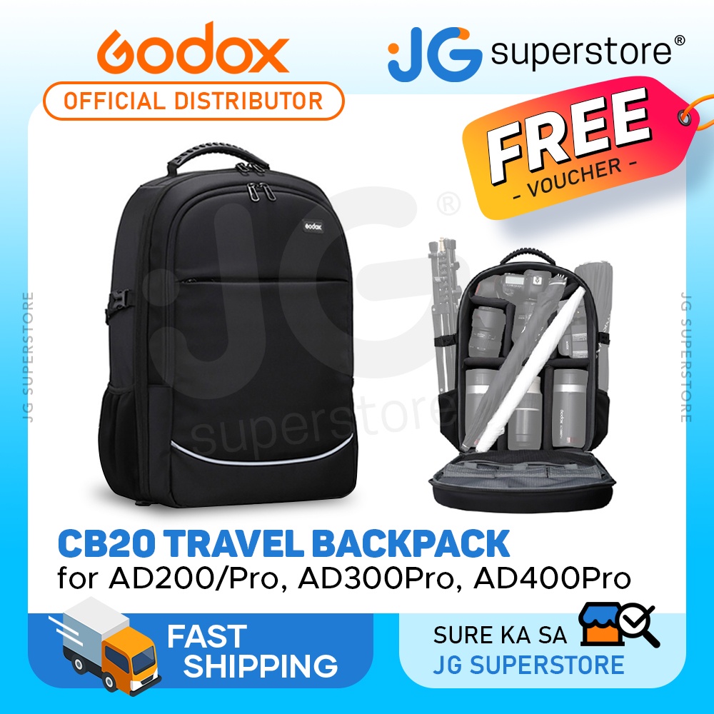 [CLEARANCE] Godox CB20 Travel Strobe Backpack w/ 5 Interior Lid Pockets ...