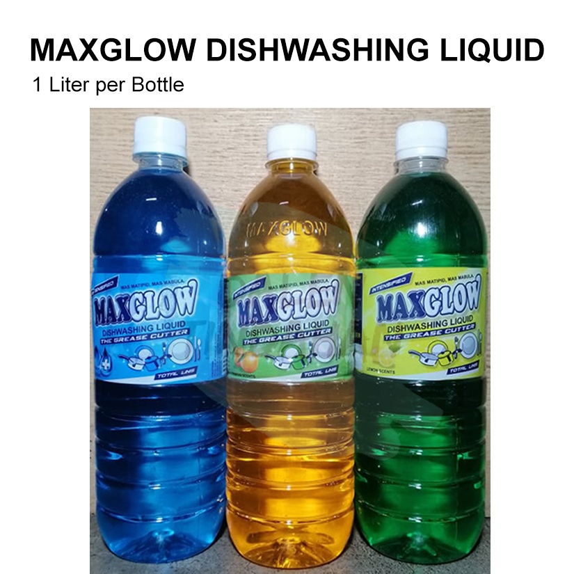 Maxglow Dishwashing Liquid 1 Liter / Blue / Yellow / Green | Shopee ...
