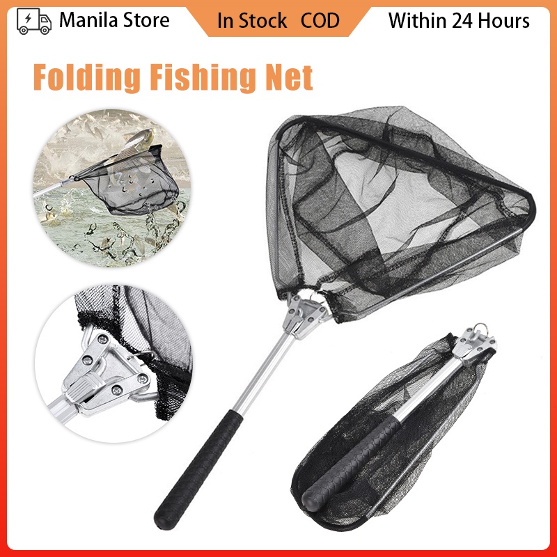 Folding Fish Catching Net Aluminum Alloy Triangle Fish Landing Net Fly ...